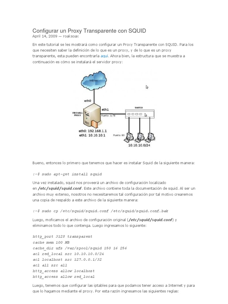 Configurar Un Proxy Transparente Con SQUID | PDF | Servidor proxy | Servidor (Computación)
