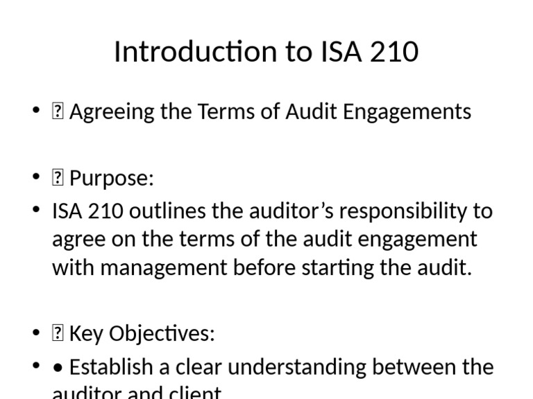Introduction To ISA 210 | PDF