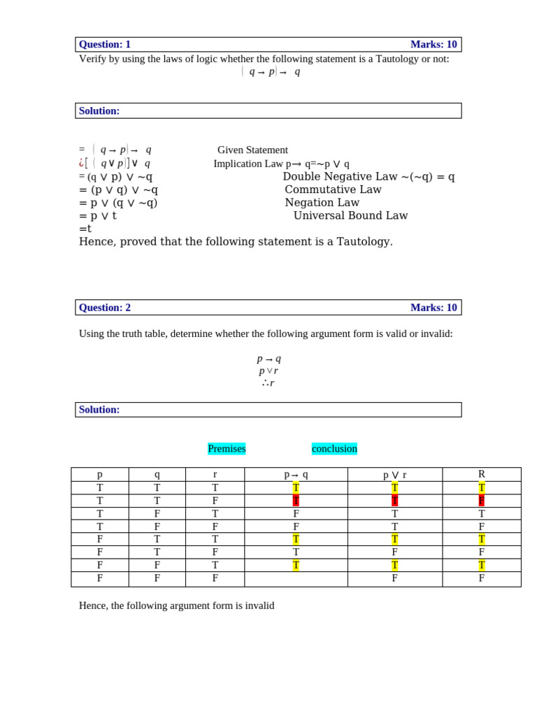 Double Negative Law in Logic Tautology | PDF