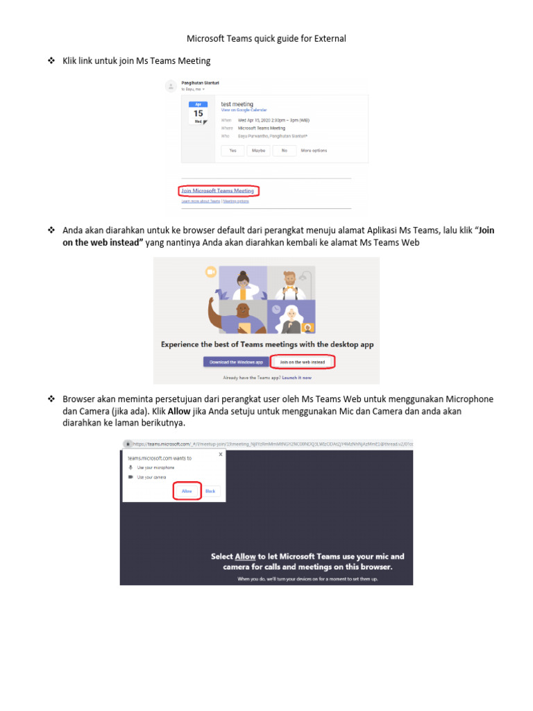 Panduan Cepat Microsoft Teams Web | PDF