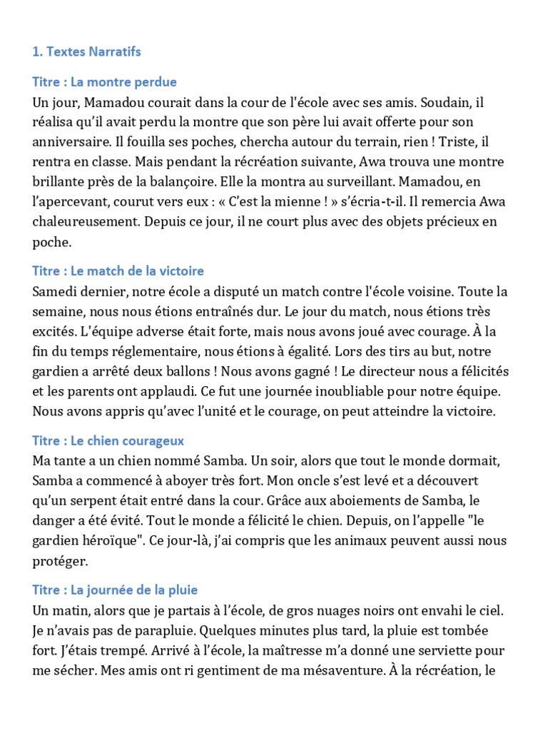 Textes variés pour enfants : récits et conseils | PDF | Recyclage | Sucre