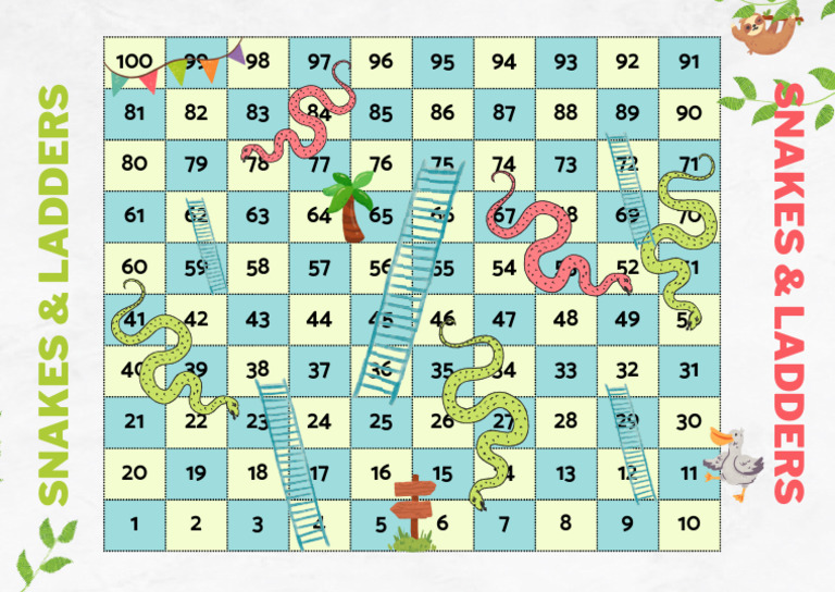 Snakes and Ladders Board Game A4 | PDF