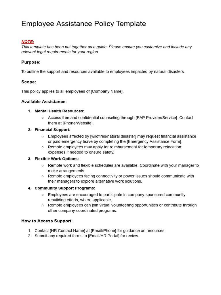 Employee Assistance Policy Template | PDF | Employment | Business