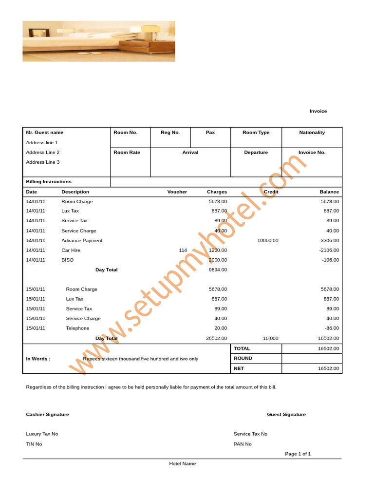 Free Editable Hotel Receipt Format Template Download | PDF | Money ...