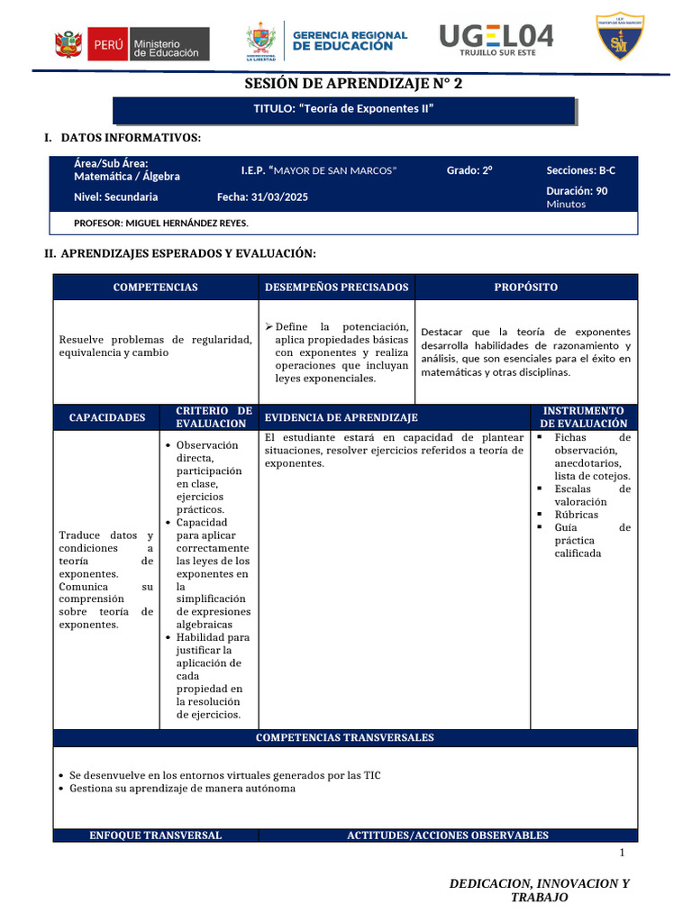 Ses2 Alg 2 | PDF | Maestros | Evaluación