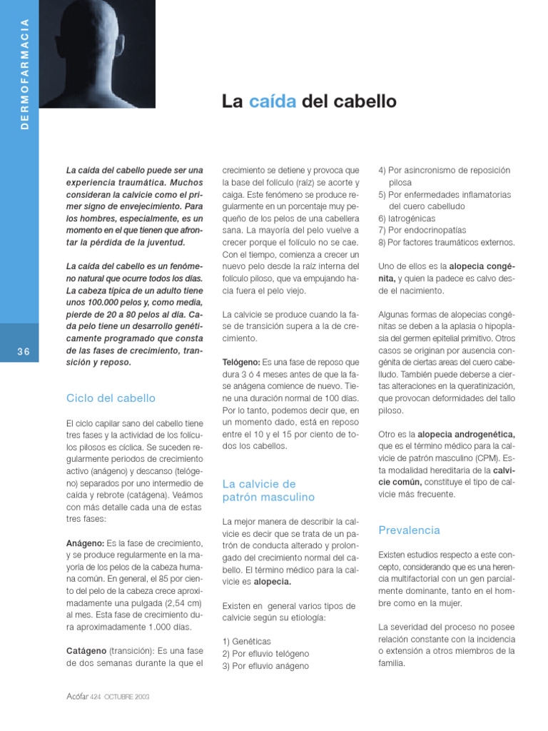 Causas y Tratamientos de la Caída del Cabello | PDF | Perdida de ...