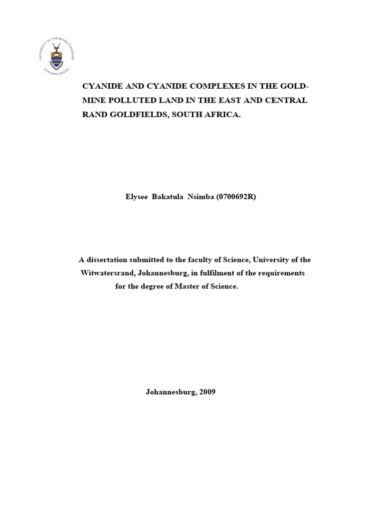 MSC Dissertation Elysee | PDF | Cyanide | Chemical Compounds