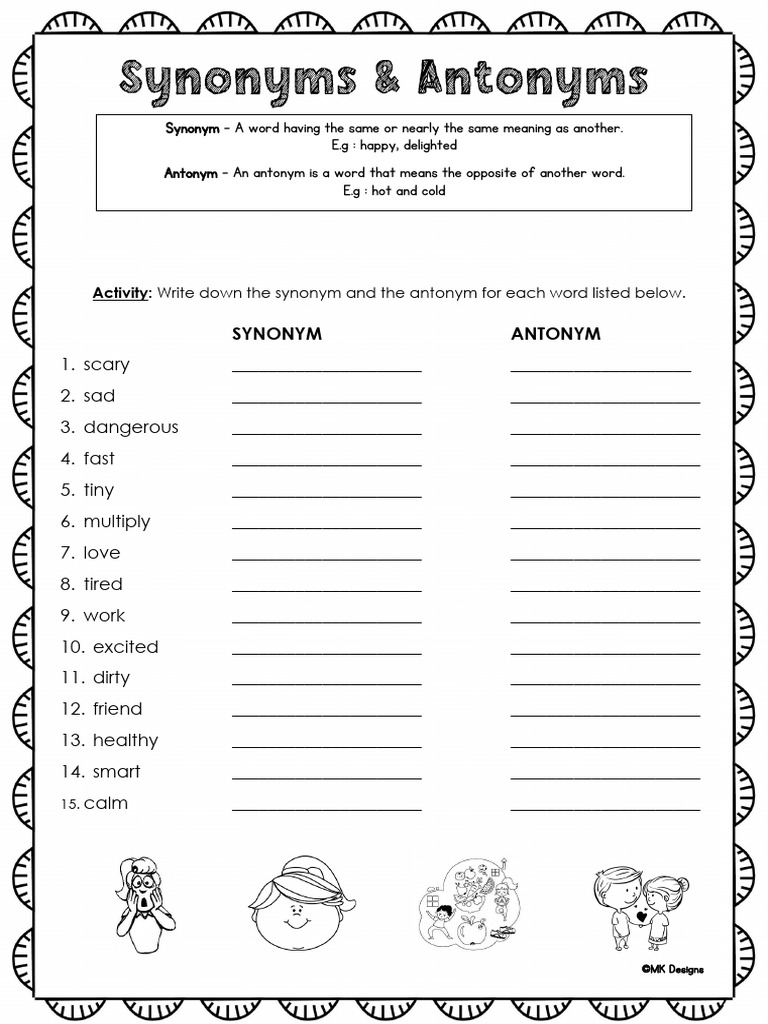 Antonyms and Synonyms Worksheet | PDF
