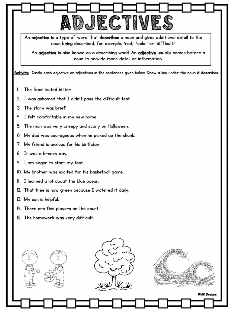 Adjectives Worksheet | PDF