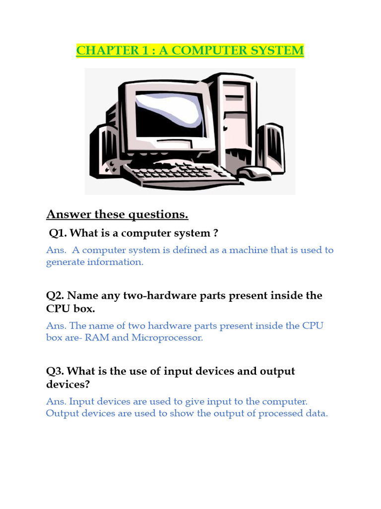 All Chapters (Class 3) | PDF | Operating System | Input/Output