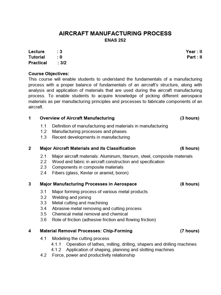 AS 252 AIRCRAFT MANUFACTURING PROCESS | PDF | Welding | Construction