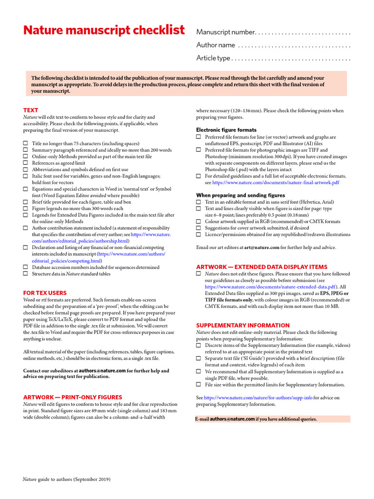 Nature Manuscript Checklist Research | PDF | Typefaces | Adobe Photoshop