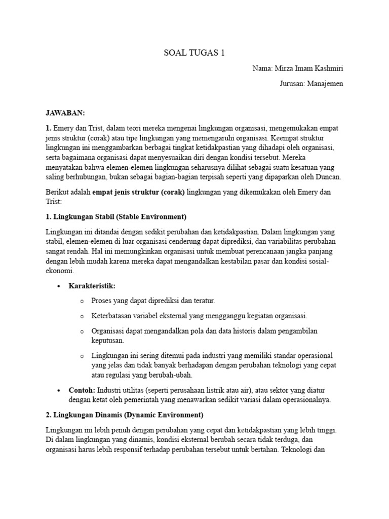 SOAL TUGAS 1 Organisasi. Semseter 3 Mirza Imam Kashmiri | PDF