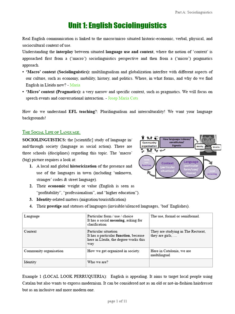 Notes From English Language in Context | PDF | English Language ...
