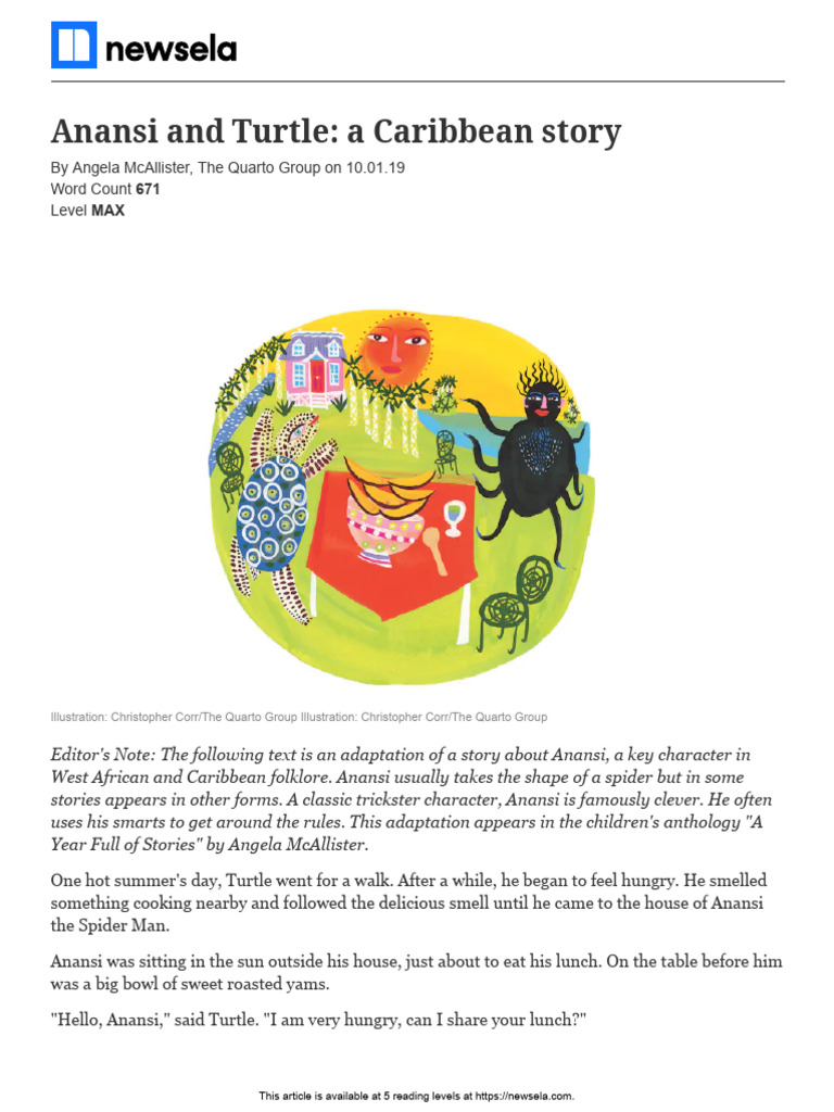 Anansi and Turtle: A Folktale Lesson | PDF | Anansi