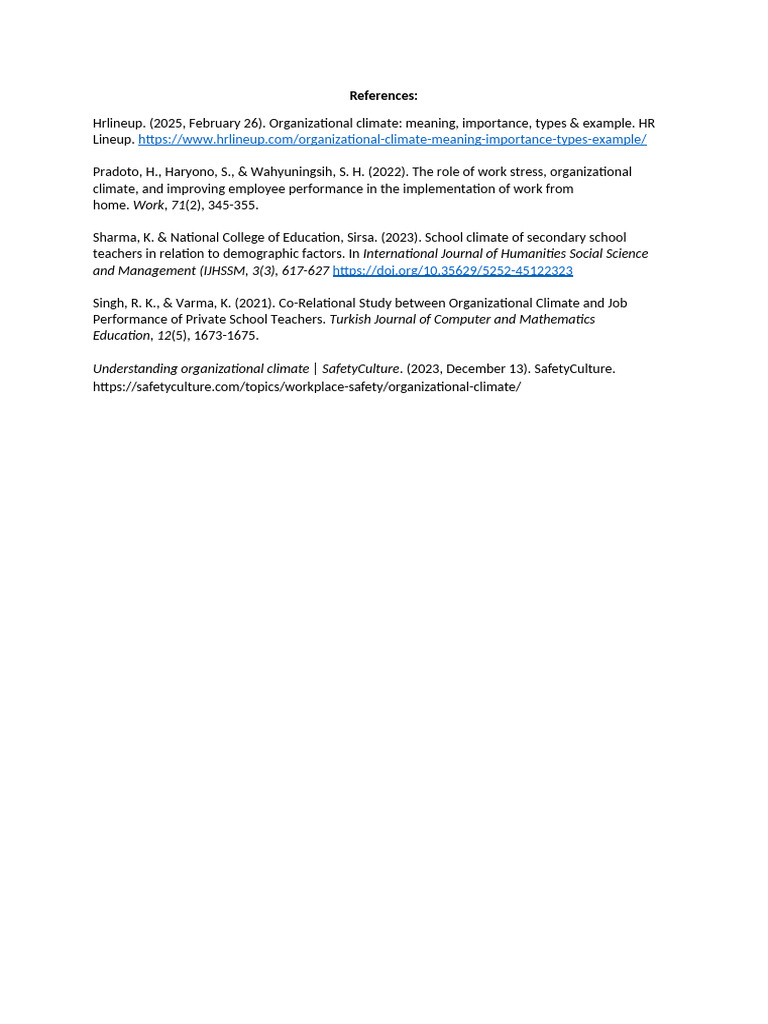 References Org Climate | PDF