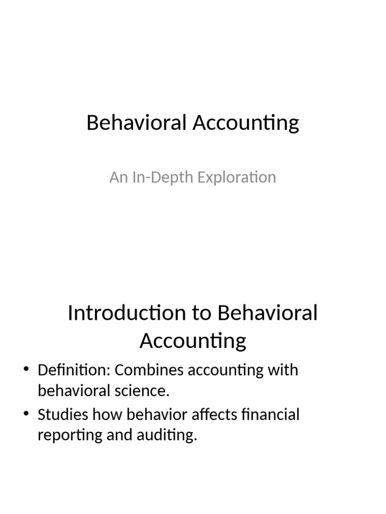 Understanding Behavioral Accounting Insights | PDF