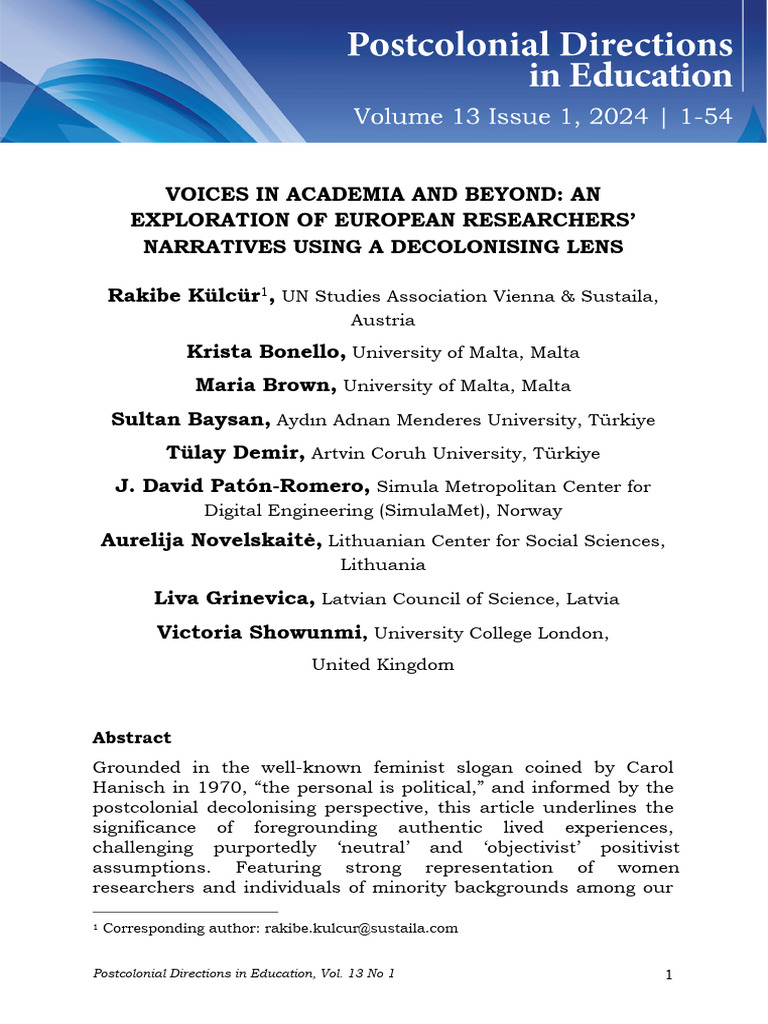 Kulcur Et Al. 2024 Voices in Academia and Beyond 2024 | PDF | Intersectionality