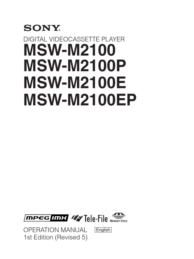 Sony MSW-M2100 Operation Manual | PDF | Video | Electromagnetic ...