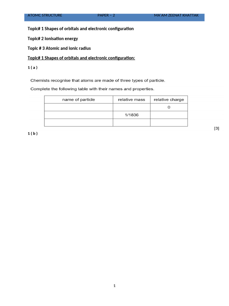 BSc 1st Year Atomic Structure Notes | PDF | Atomic Orbital | Atoms