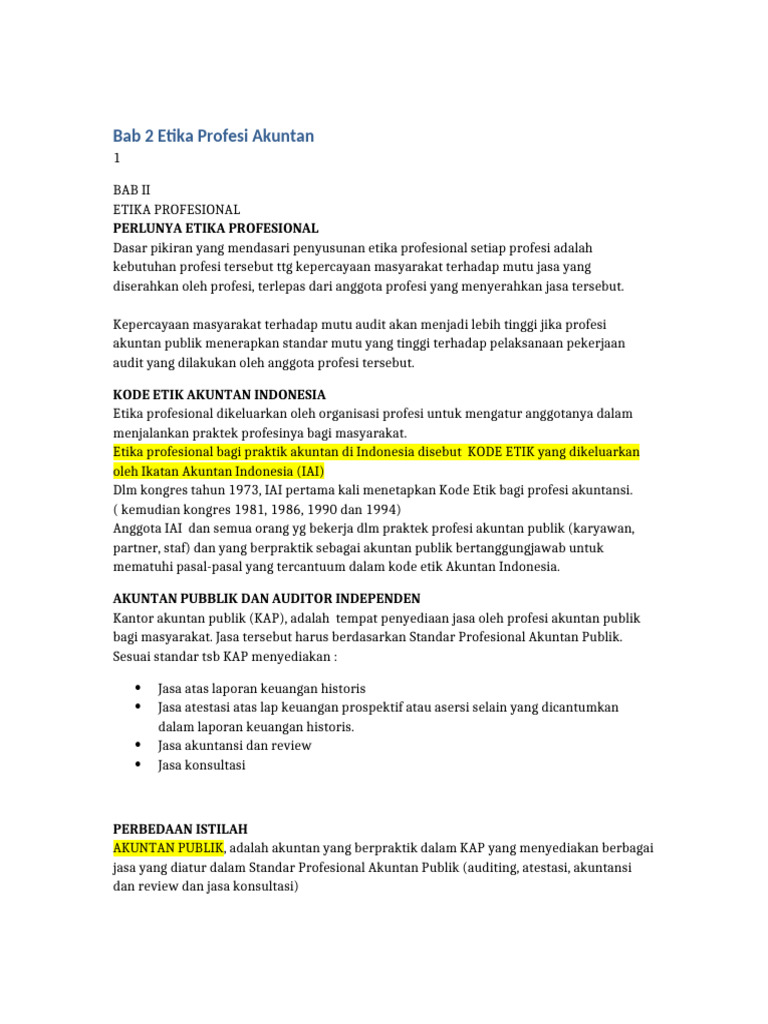 Bab 2 Etika Profesi Akuntan Lengkap | PDF