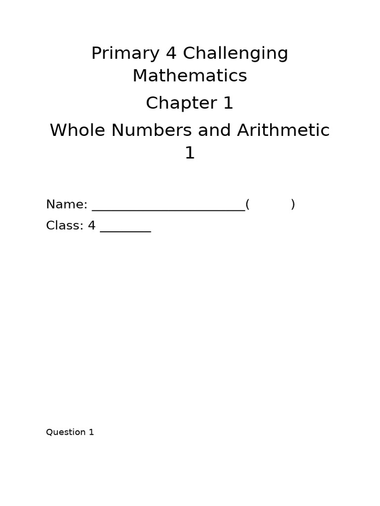 Chapter 1 - Whole Numbers 1 | PDF