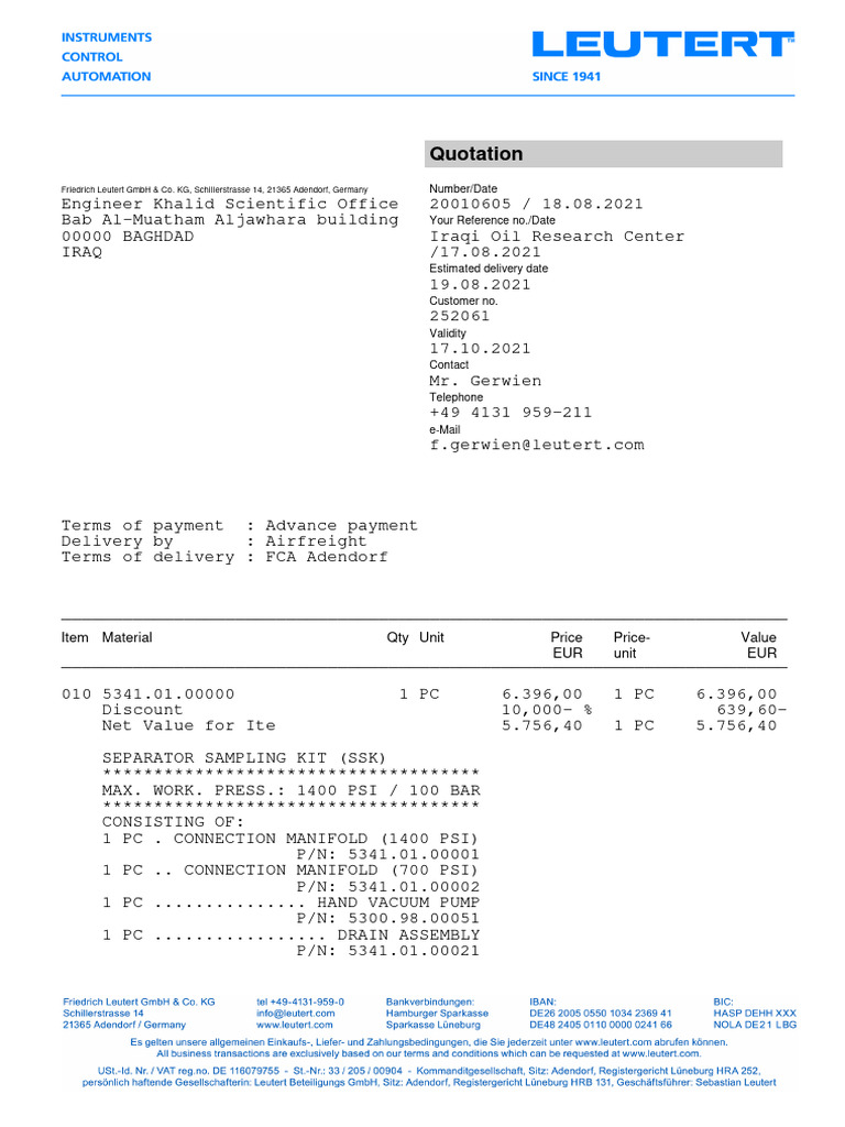 Quotation: Number/Date | PDF