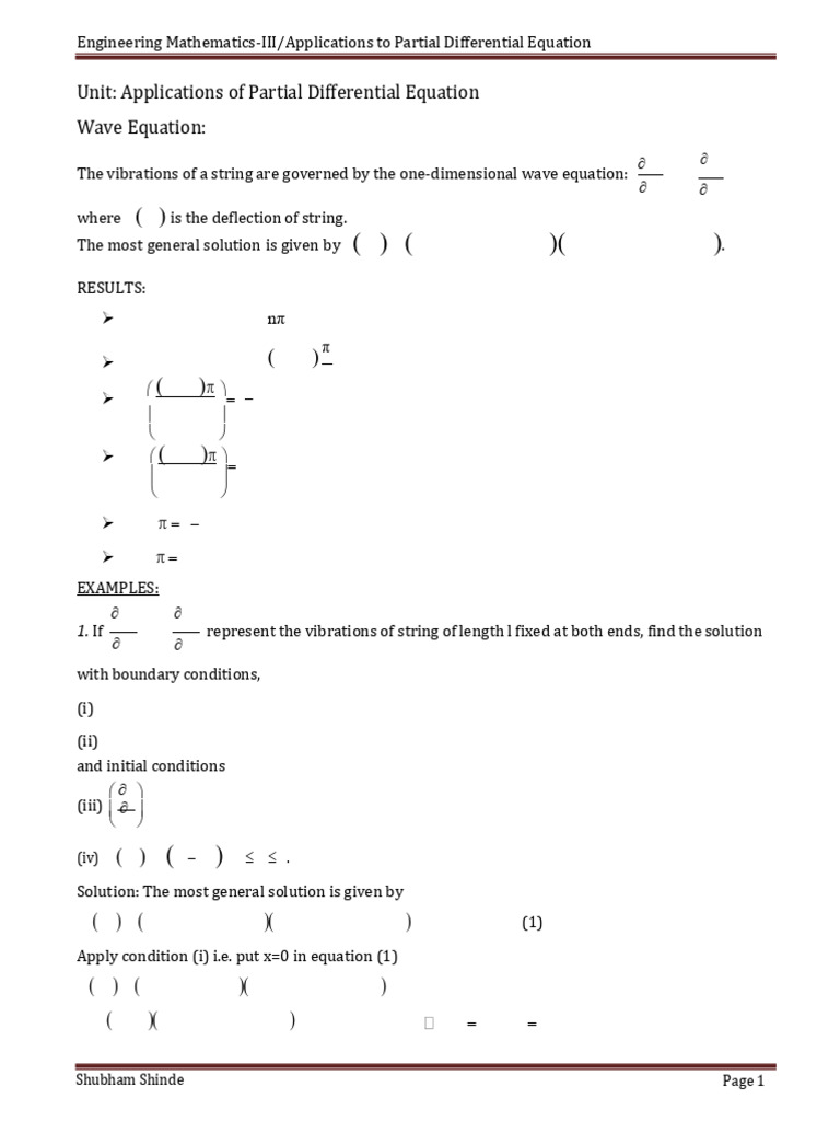 Notes Application of PDE by prajkta | PDF | Wave Equation | Equations
