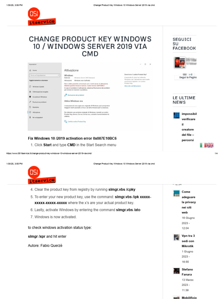 Change Product Key Windows 10 Windows Server 2019 Via CMD | PDF ...