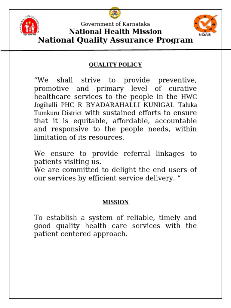 G1.2..Mission Quality Policy and Values | PDF