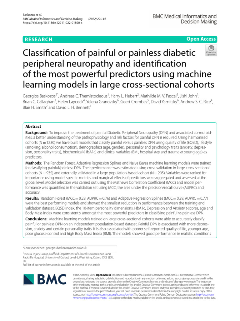 2022 Article 1890 | PDF | Peripheral Neuropathy | Cross Validation ...