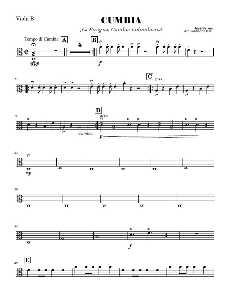 Cumbia Colombiana Sheet Music | PDF | String Instruments | Chordophones