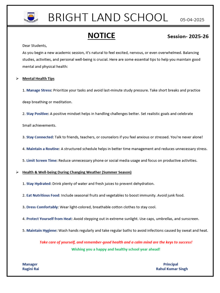 Notice For Student (New Students) | PDF