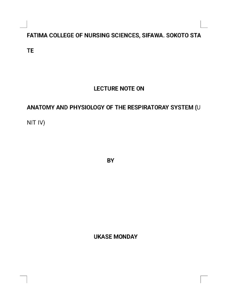 ANATOMY AND PHYSIOLOGY OF THE RESPIRATORY SYSTEM_Phoenix | PDF