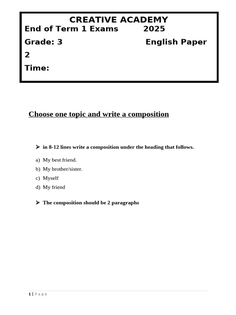 English Grade 3 p2 Done | PDF