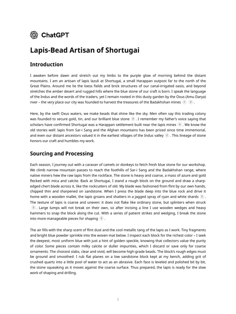 Lapis-Bead Artisan of Shortugai | PDF
