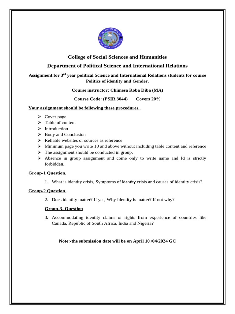 Assignment - For 3rd Year - PSIR Students | PDF