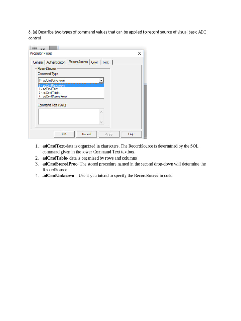 ADO Control Command Types | PDF
