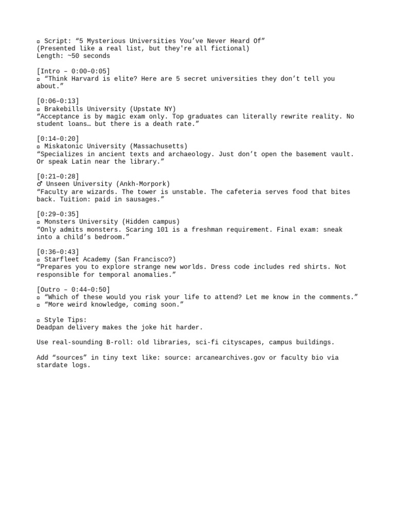 fictional universities | PDF