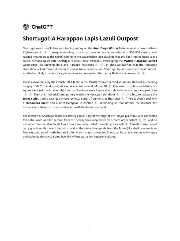 Shortugai - A Harappan Lapis-Lazuli Outpost | PDF