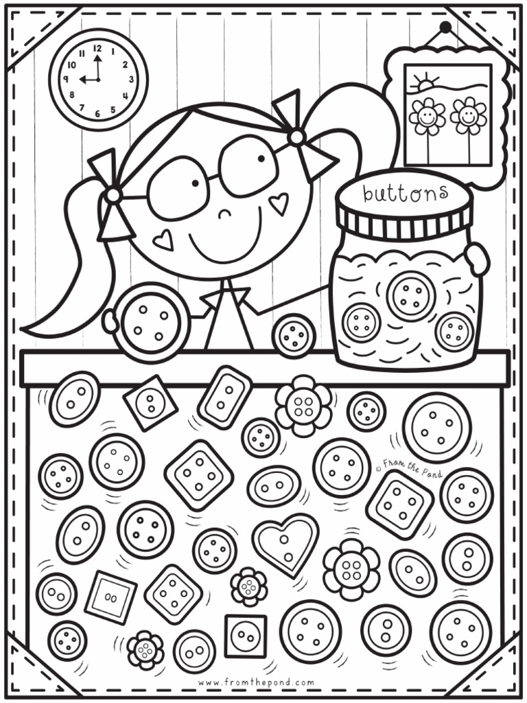 COL Cats Button Collection Coloring Page | PDF