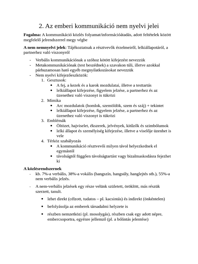 Az Emberi Kommunikáció Nem Nyelvi Jelei | PDF