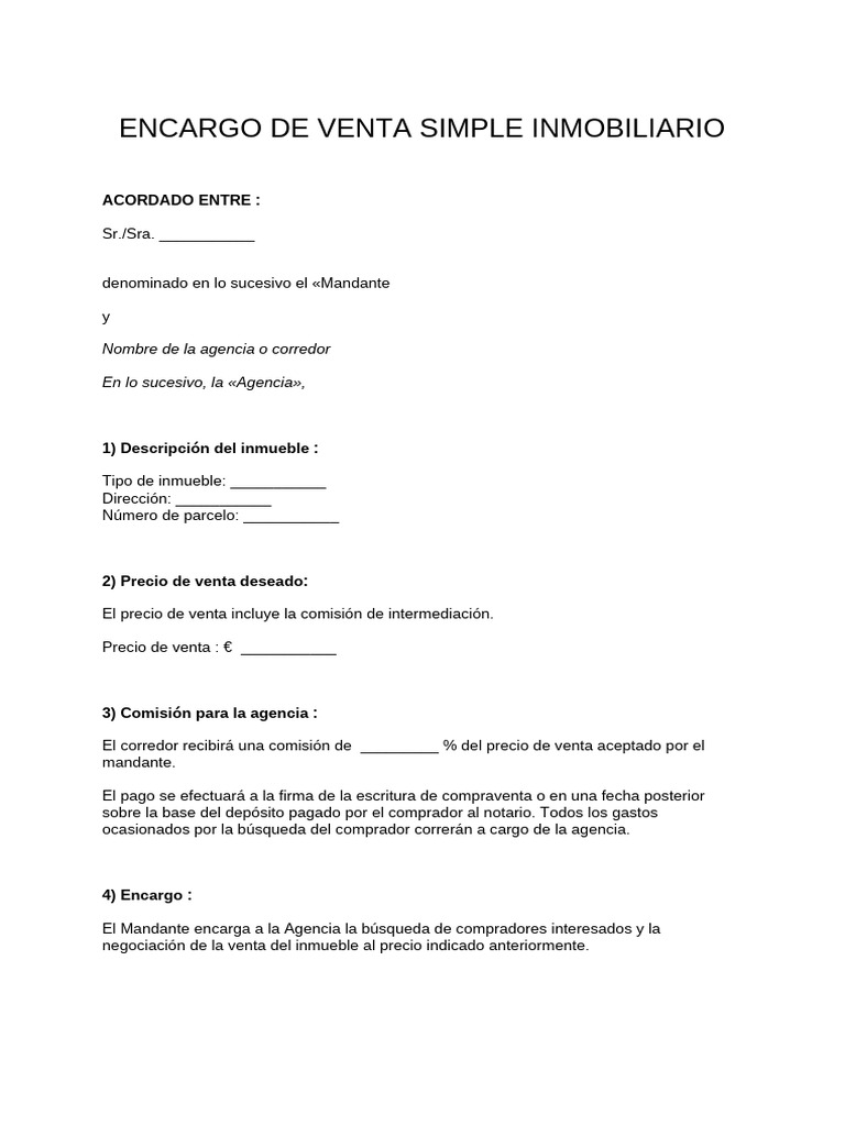 Modelo de Encargo de Venta Simple | PDF