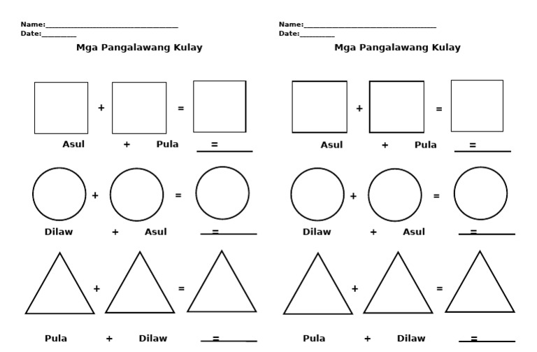 Pangalawang Kulay Activity | PDF