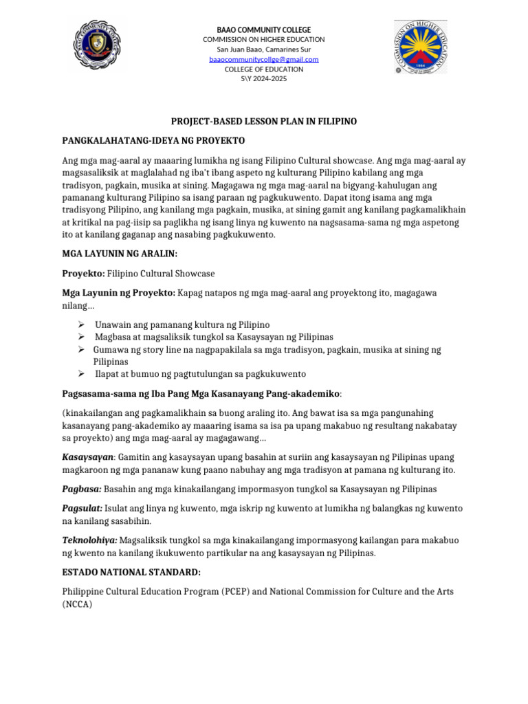 Project-Based Lesson Plan | PDF