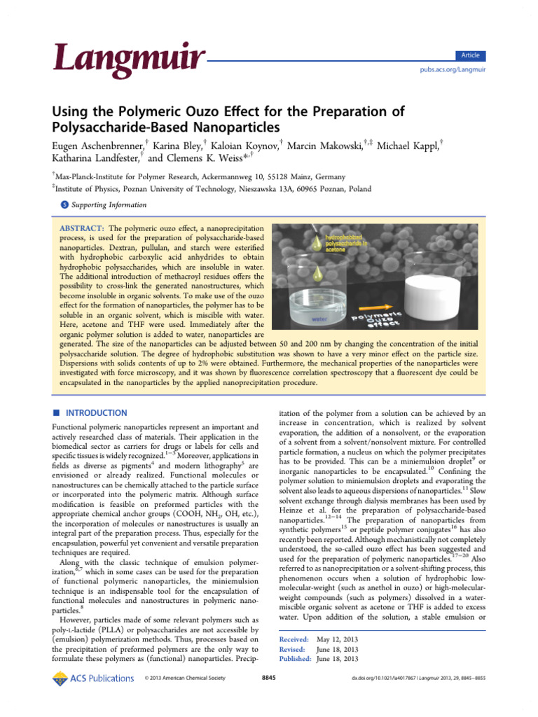 Using The Polymeric Ouzo Effect For The Preparation of | PDF ...