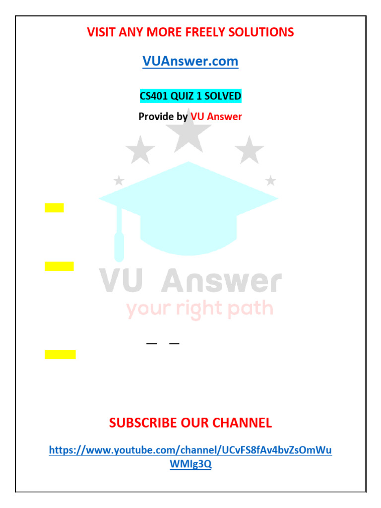 CS401 Quiz 1 Solved by VU Answer | PDF | Process (Computing) | Input/Output