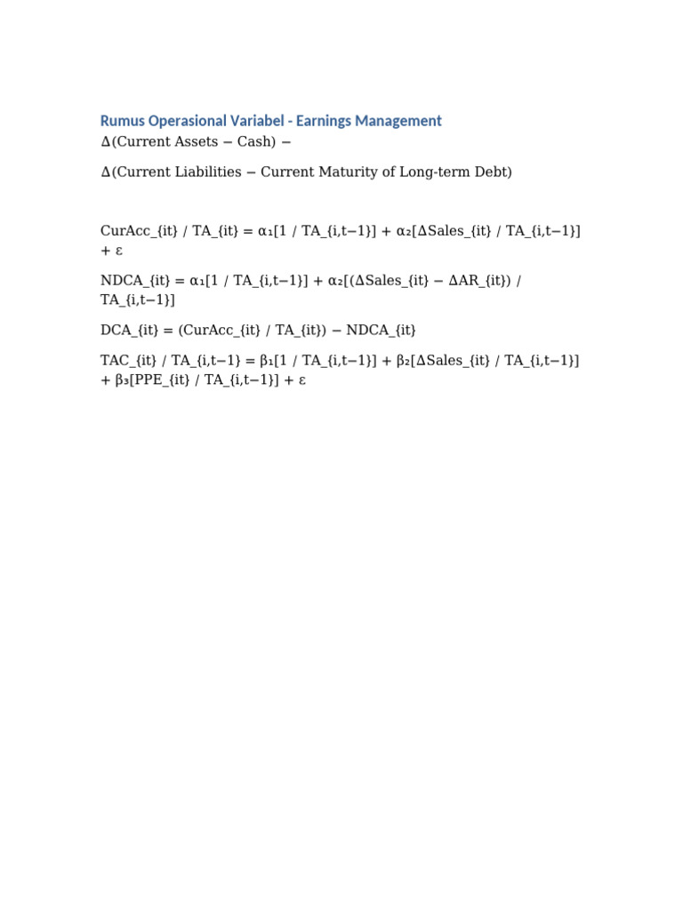 Rumus Earnings Management Rapi | PDF