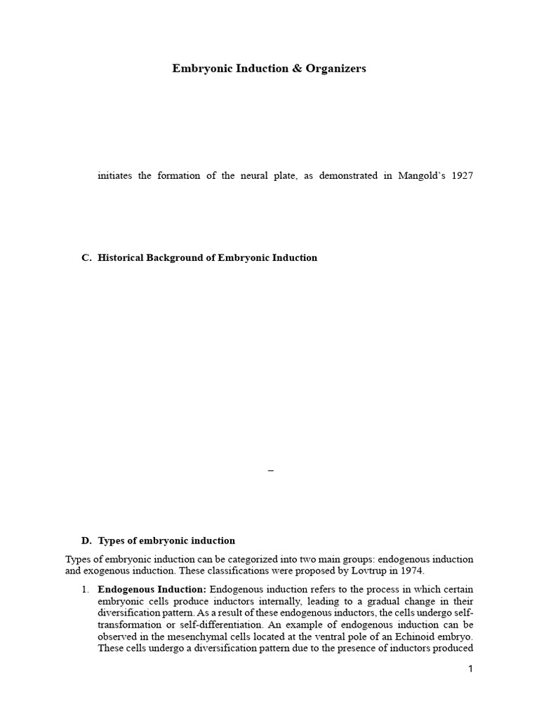 Embryonic Induction and Organizers | PDF | Cellular Differentiation ...