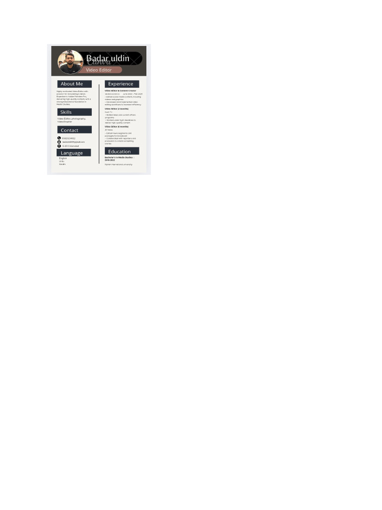 Badar Uldin CV (Feb 2025) | PDF